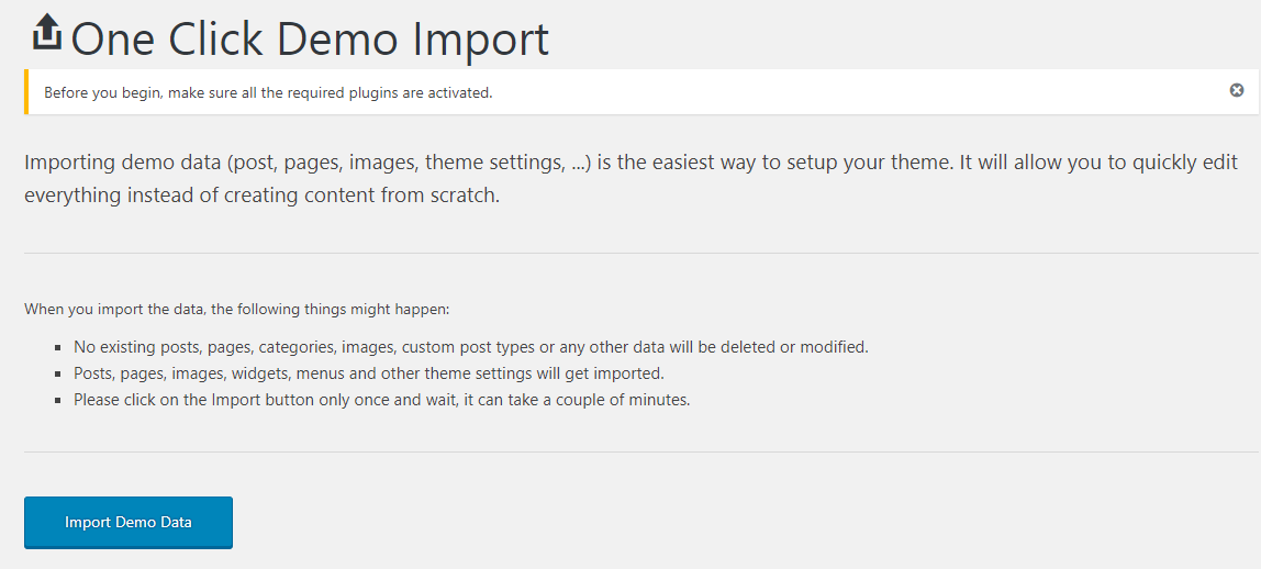 『One Click Demo Import』の使い方と設定方法 | メルプラ